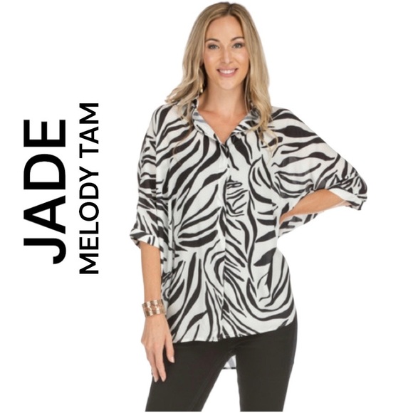 Jade | Tops | New Jade Melody Tam Black White Zebra Stripe Dolman ...